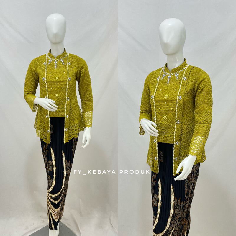 Jual Kebaya wisuda brokat kebaya modern model kutu baru kerah sanghai kombinasi payet mutiara ...