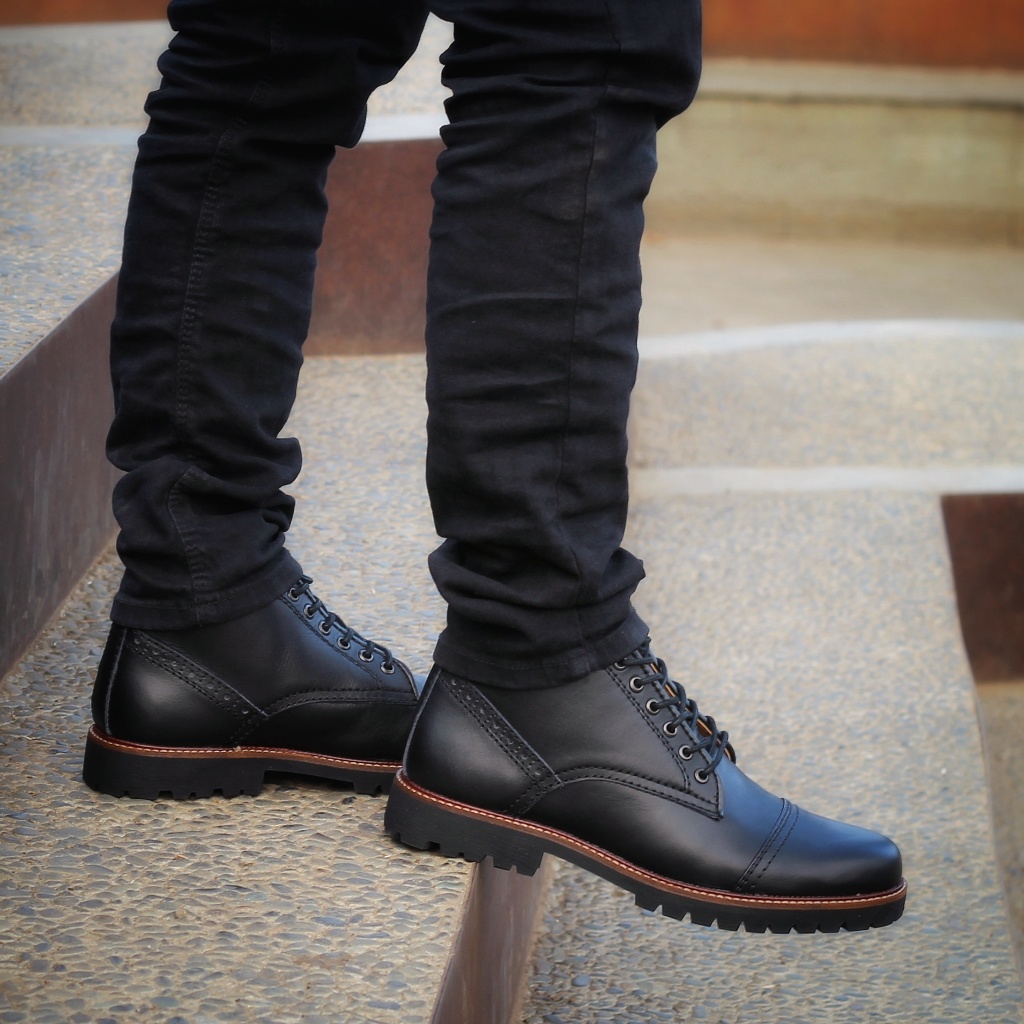 Jual ACOUSTIC BLACK ORIGINAL x REYL MAN Sepatu Safety Boots Hitam Kulit ...