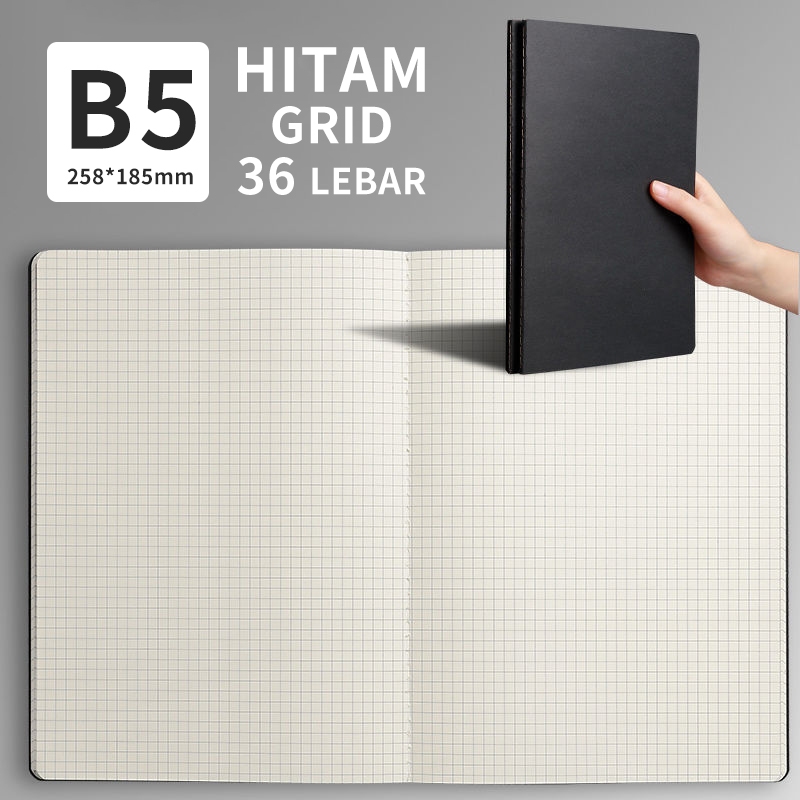 Jual Buku A5/Buku Tulis/NOTEBOOK A5/B5 Buku Hitam 36 Lembar lined/Grid ...