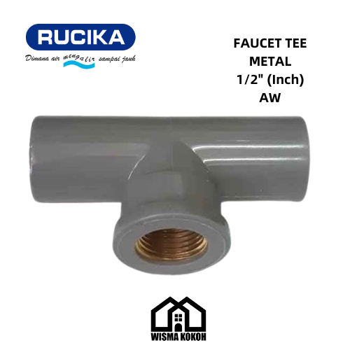 Jual RUCIKA TEE DRAT DALAM KUNINGAN / FAUCET TEE with METAL INSERT PVC 1/2" (Inch) AW | Shopee ...