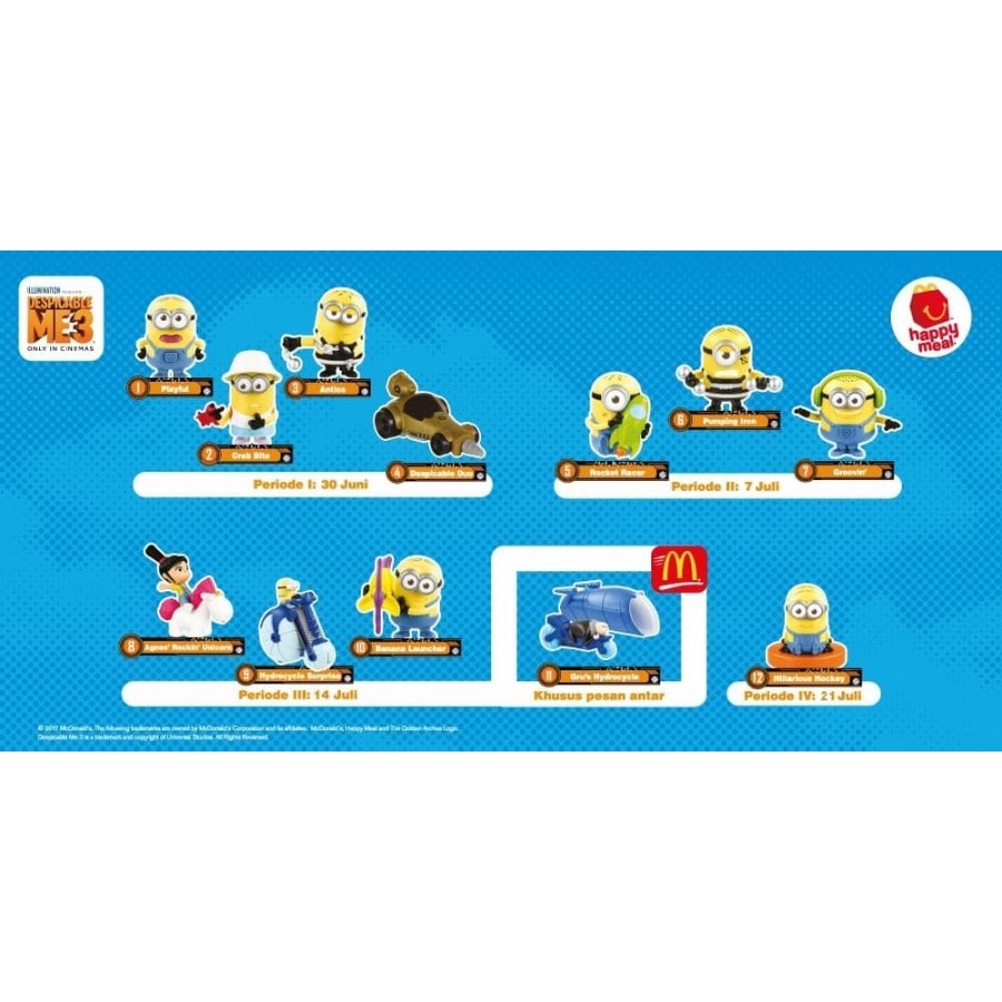 Jual DM3 2017 Mainan Anak Hadiah Happy Meal Meals McD McDonald McDonalds Minions Minion Movie ...