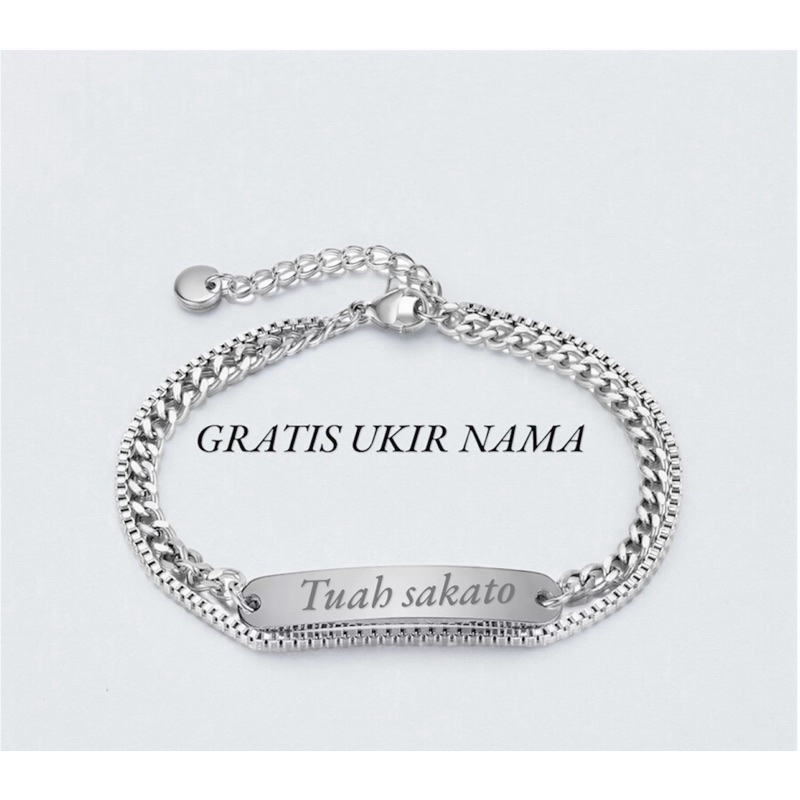 Jual GELANG NAMA | GELANG RANTAI TITANIUM PLAT UKIR NAMA | GELANG ...