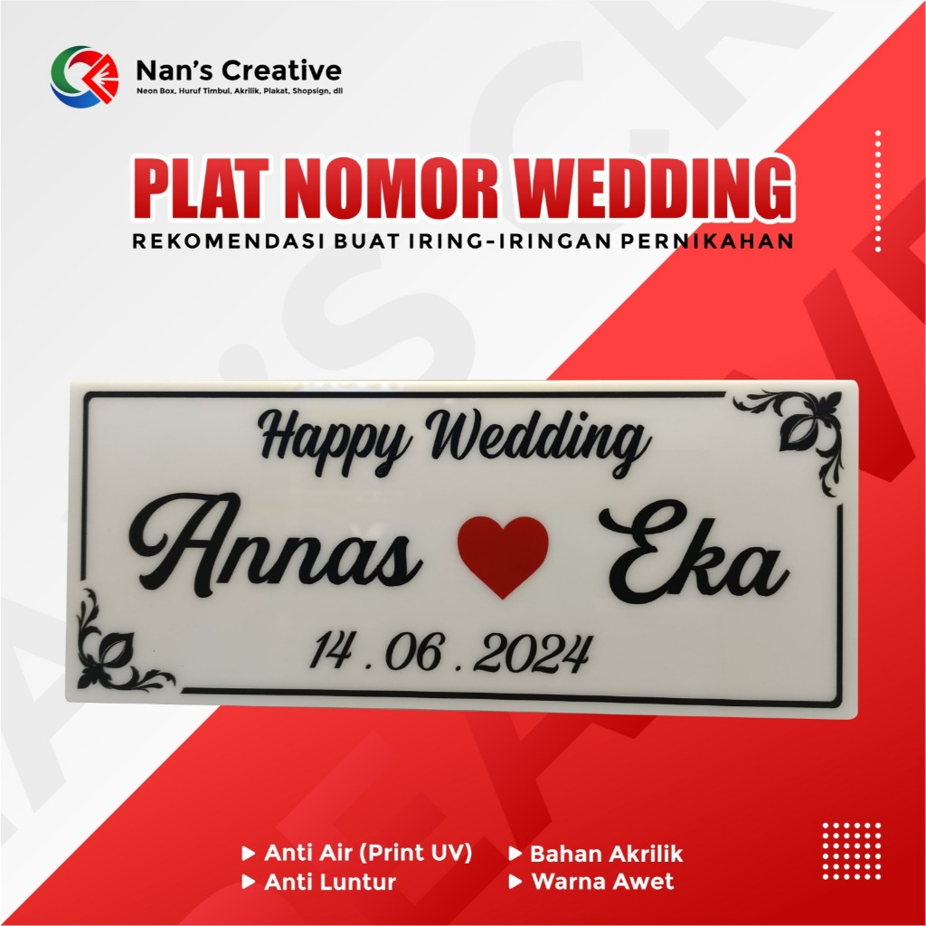 Jual PLAT WEDDING/PLAT CUSTOM WEDDING/Plat Nomor Akrilik | Shopee Indonesia