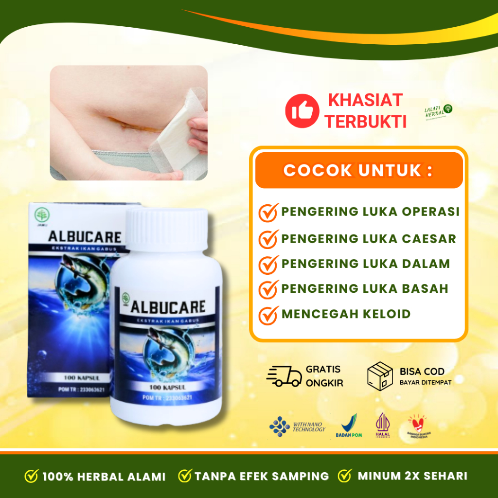 Jual Obat Pengering Luka Jahitan Operasi Sesar Kapsul Kutuk Albumin Ikan Gabus ALBUCARE | Shopee ...