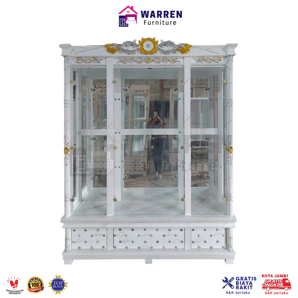 Jual Lemari Kristal 4 Pintu Kaca panjang Rucy - Lemari Hias 4 Pintu ...