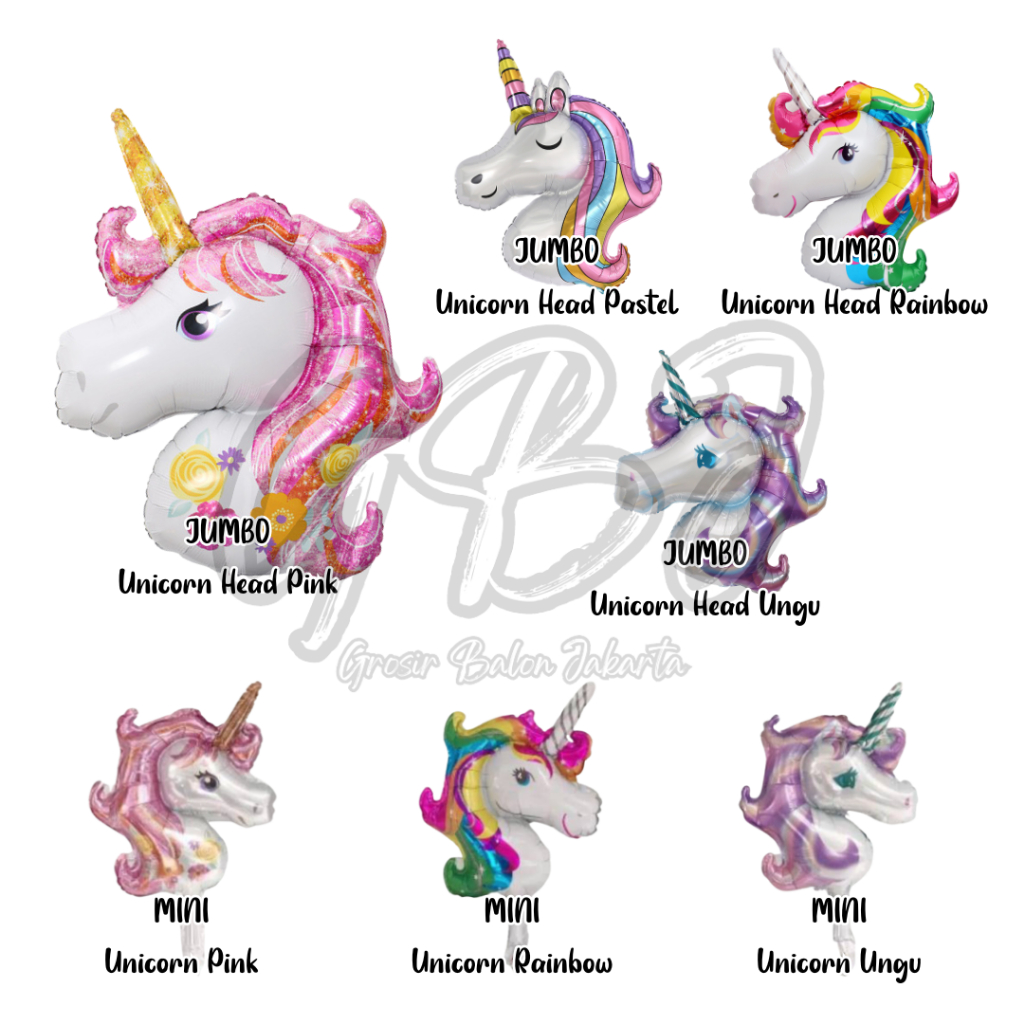 Jual Balon Foil JUMBO Unicorn Head / MINI Kuda Poni / Magical Horse ...