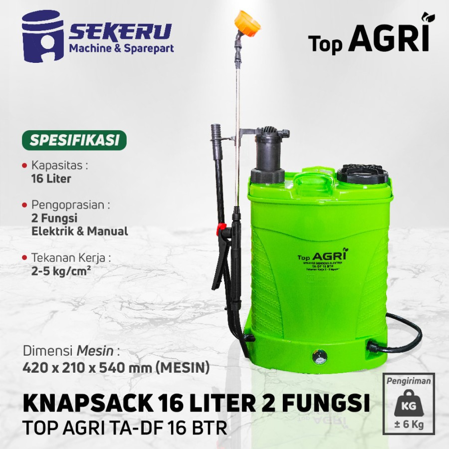 Jual Knapsack Sprayer 16 Liter TOP AGRI 2 in 1 manual elektrik | Shopee ...