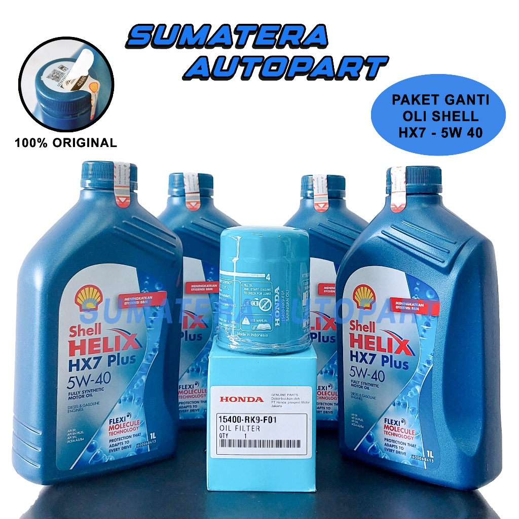 Jual Paket ganti oli oil change Shell Helix HX7 1L SAE 5W-40 ORIGINAL ...