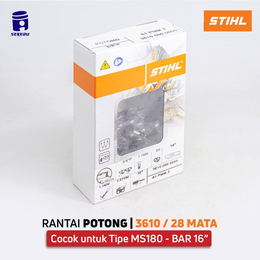 Jual STIHL Rantai POTONG Chainsaw SENSO MS180 MS170 BAR 16" 3610 28 MATA | Shopee Indonesia