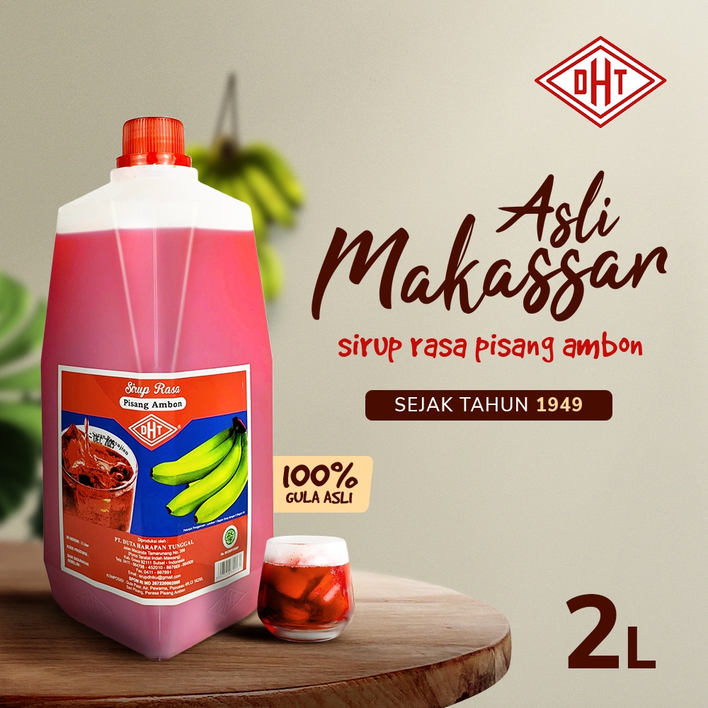Jual DHT Sirup Rasa Pisang Ambon 2Liter Sirup Merah Asli Makassar ...