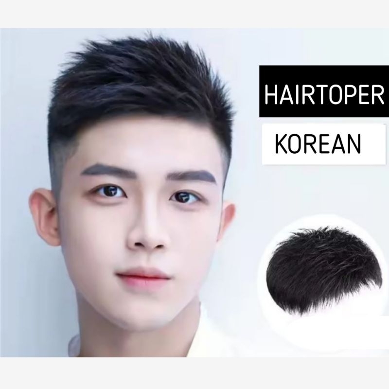 Jual Toupee Pria Korea Rambut Pendek Warna Hitam Natural Hairtoper ...