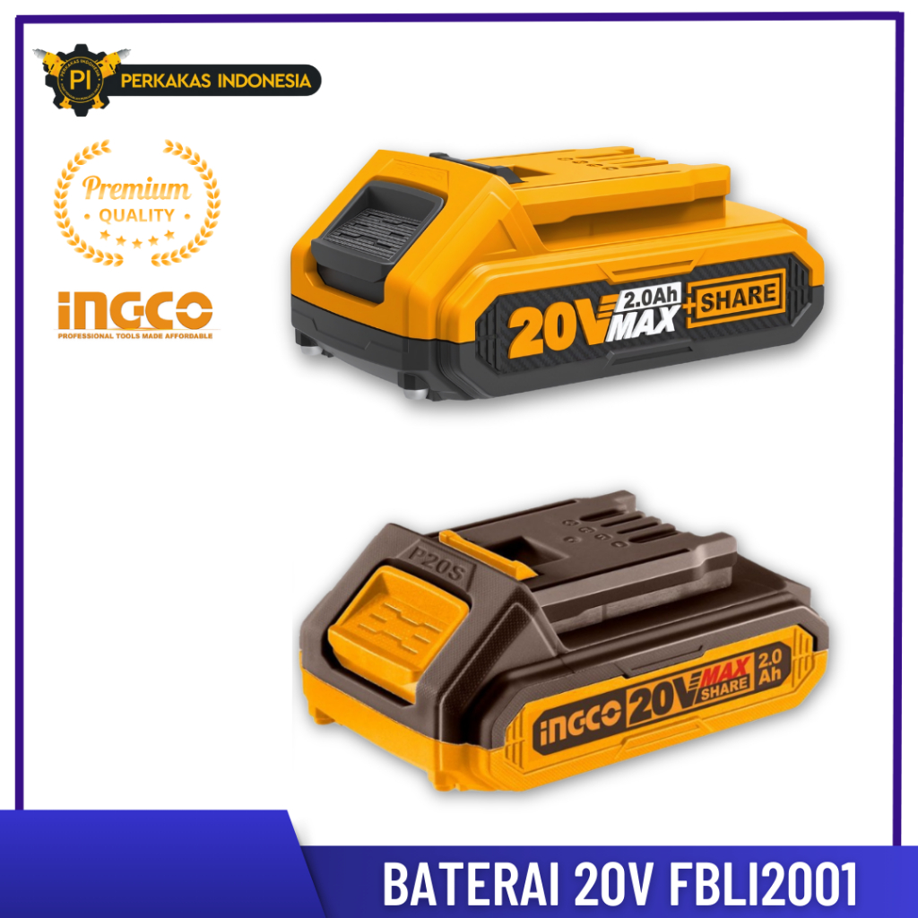 Jual Baterai INGCO FBLI2001 20v 2Ah Battery Powershare 2A 2000 mAh ...