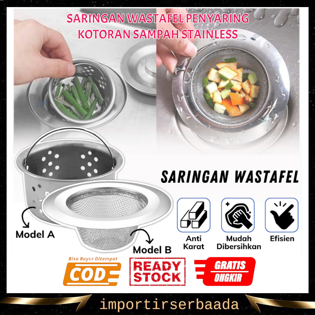 Jual IMP- Saringan Afur Wastafel Stainless / Alat Penyaring Kotoran ...
