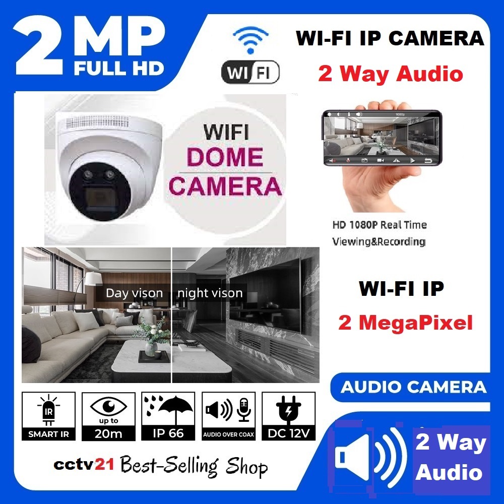 Jual IP Wifi Camera / cctv / Dome indoor 2MP Full HD 2Way Audio Harga ...