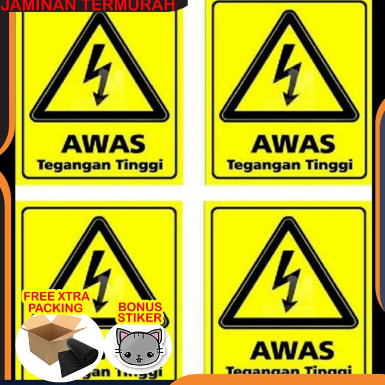 Jual Terlaris Sign Rambu K3 Awas Bahaya Tegangan Tinggi PLN Plat ...