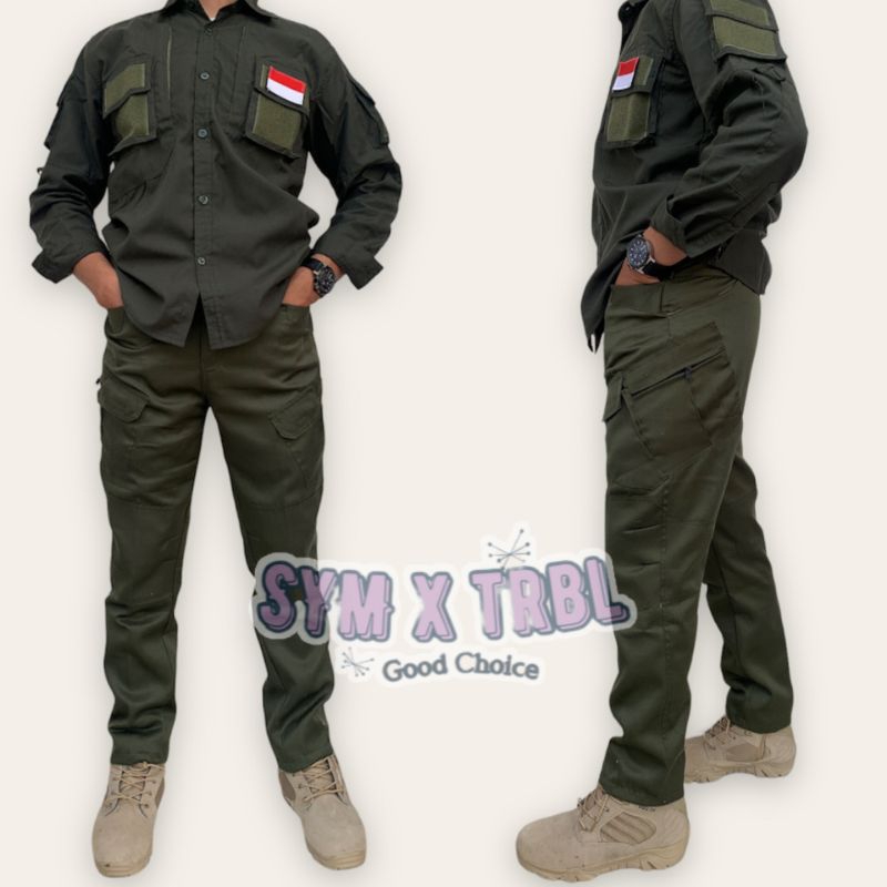 Jual Setelan Kemeja Celana Tactical Hijau | Satu Set Seragam Taktikal Lapangan Outdoor Hijau ...