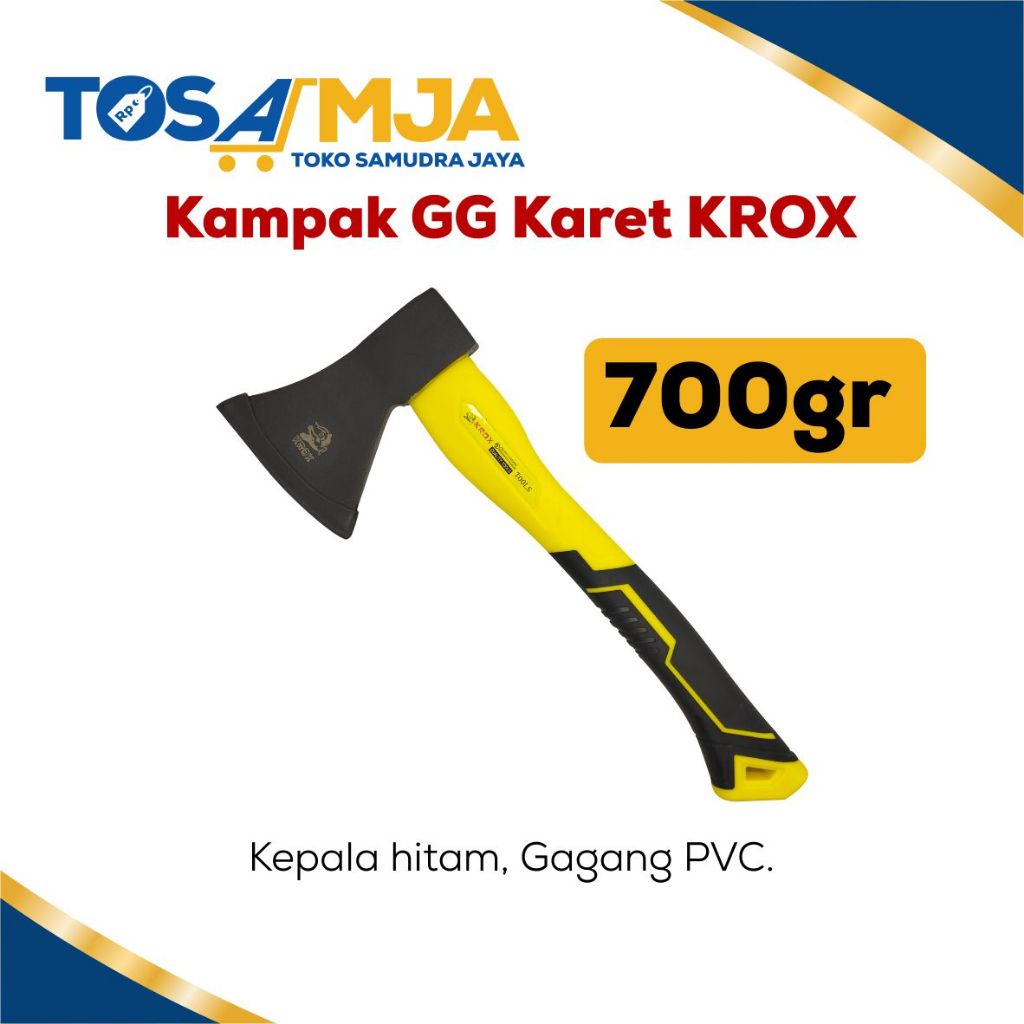 Jual Kampak gagang Karet 700 gram | Kapak Tajam pegangan fiber Kepala Hitam KROX | Shopee Indonesia