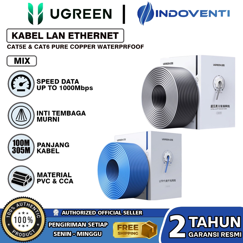 Jual UGREEN Kabel LAN Outdoor Cat 5e Cat 6 Ethernet Internet RJ45 100M ...