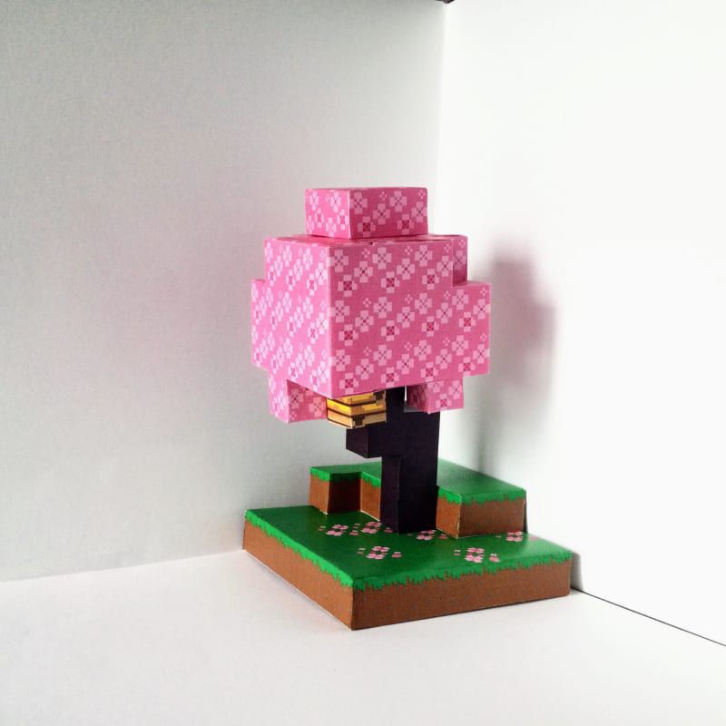 Jual Lembaran pola papercraft diorama pohon Minecraft cherry grove (2PP ...