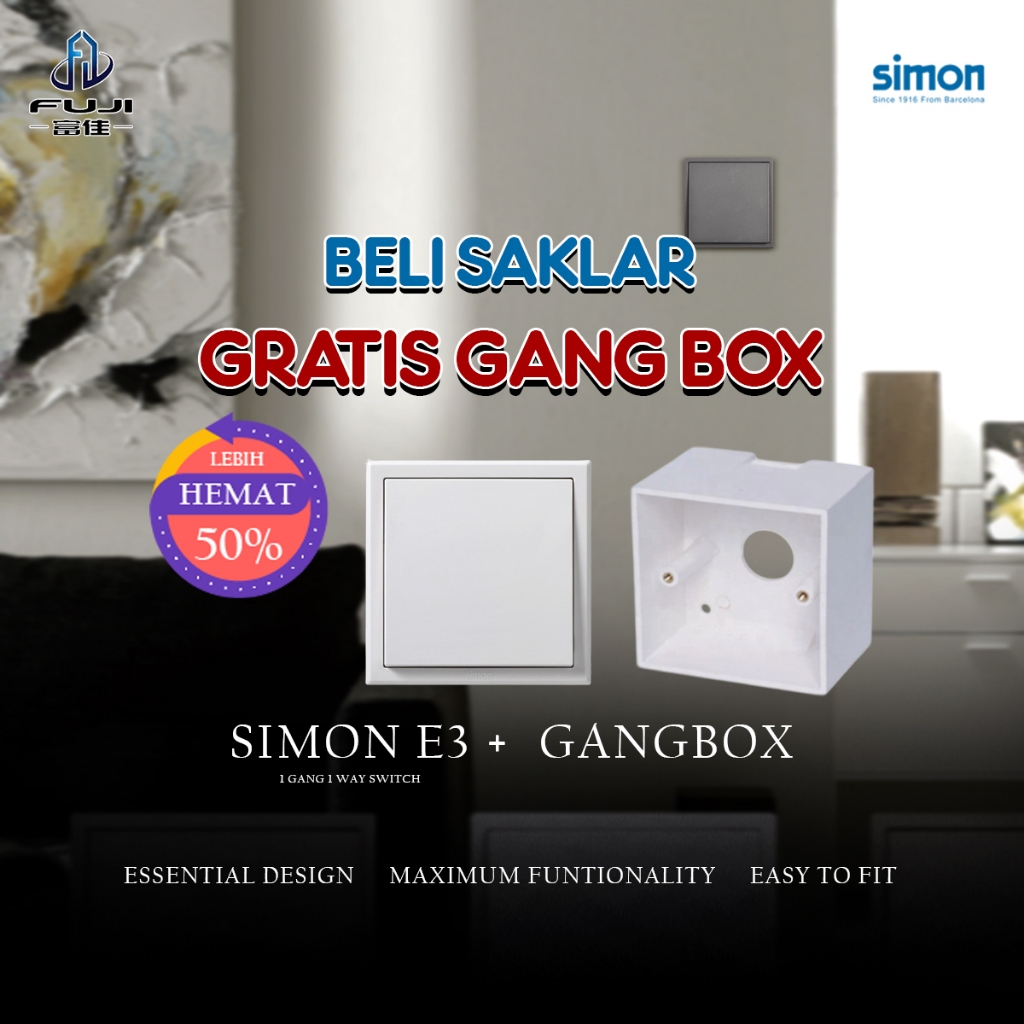 Jual Simon E3 1 Gang 1 Way Switch Saklar Lampu - Saklar Free Gang Box ...