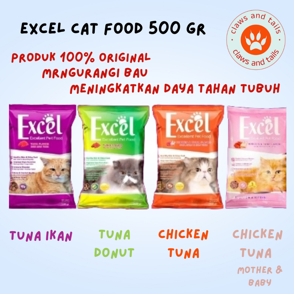 Jual Excel Cat Dry Food Makanan Kucing Kering 500gr | Shopee Indonesia