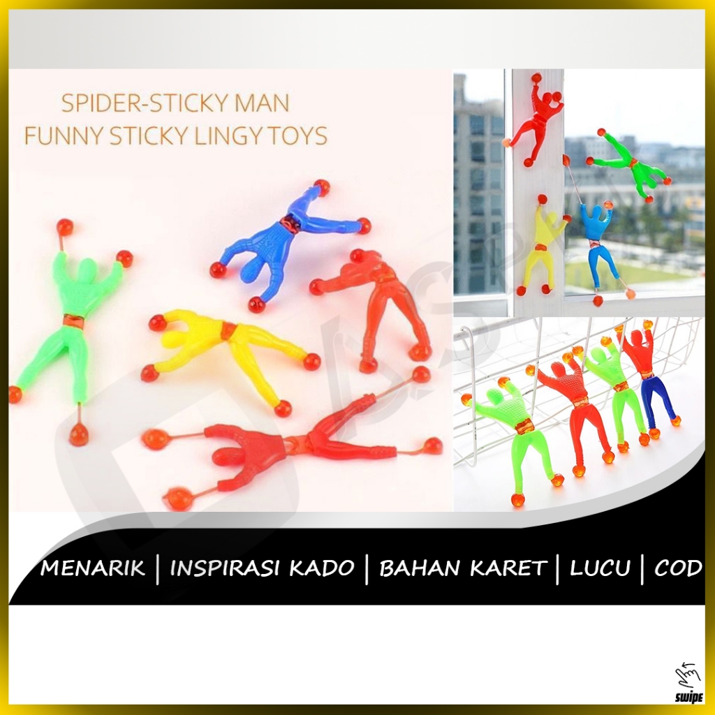 Jual Mainan Sticky Man Tempel Panjat Lengket Kaca Dinding Spiderman ...