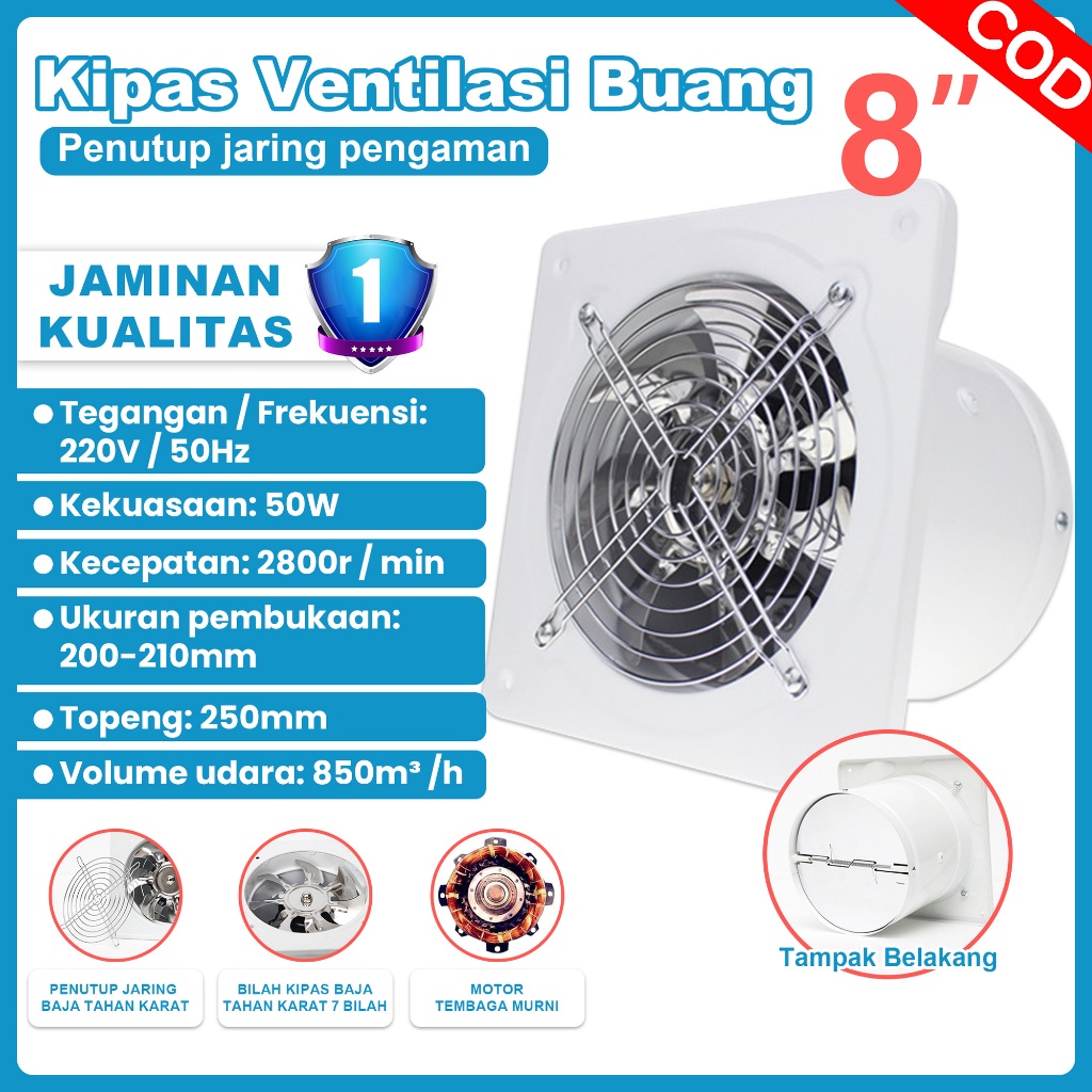 Jual SOKANY Exhaust Fan 4/6/8/10/12'' Metal Blades Kipas Angin Kipas ...