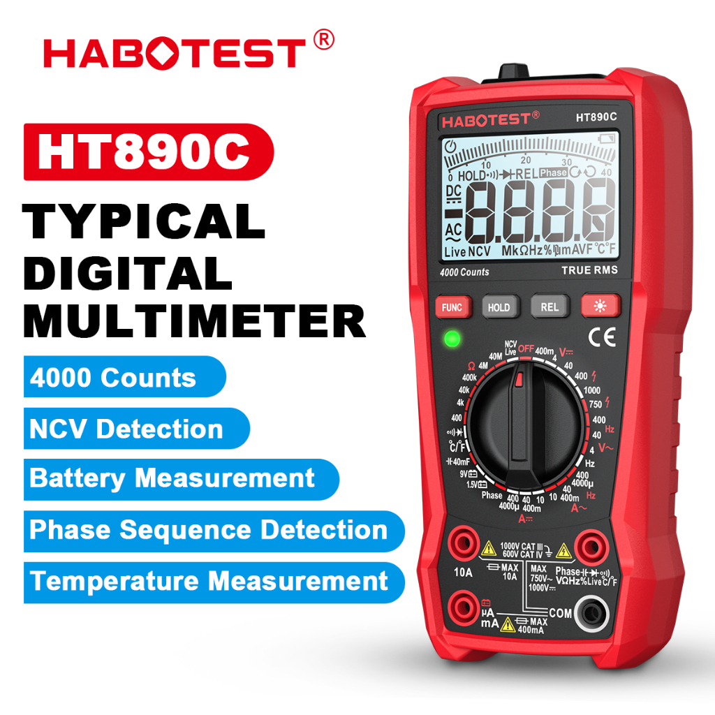 Jual HABOTEST HT890C Multimeter Digtial Khas Tegangan AC DC 1000V 4000 ...