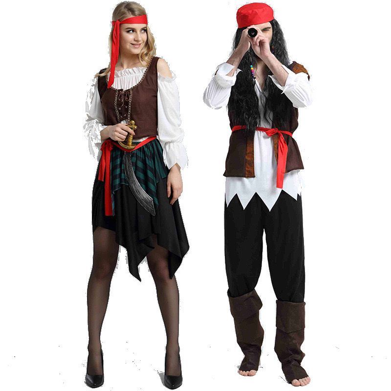 Jual Jack sparrow pirates of the caribbean costume Halloween pirate ...