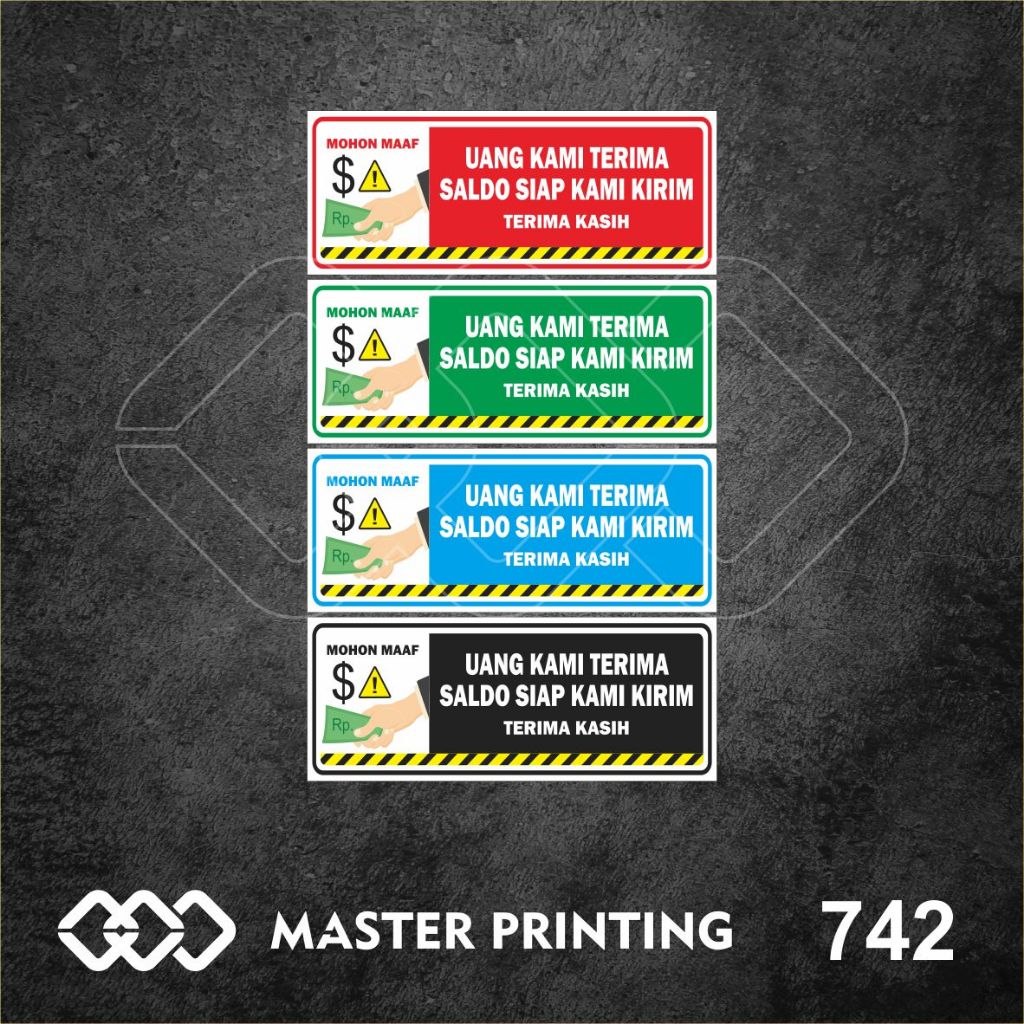 Jual 742 - Stiker Uang Kami Terima, Saldo Kami Kirim, Sticker Vinyl ...