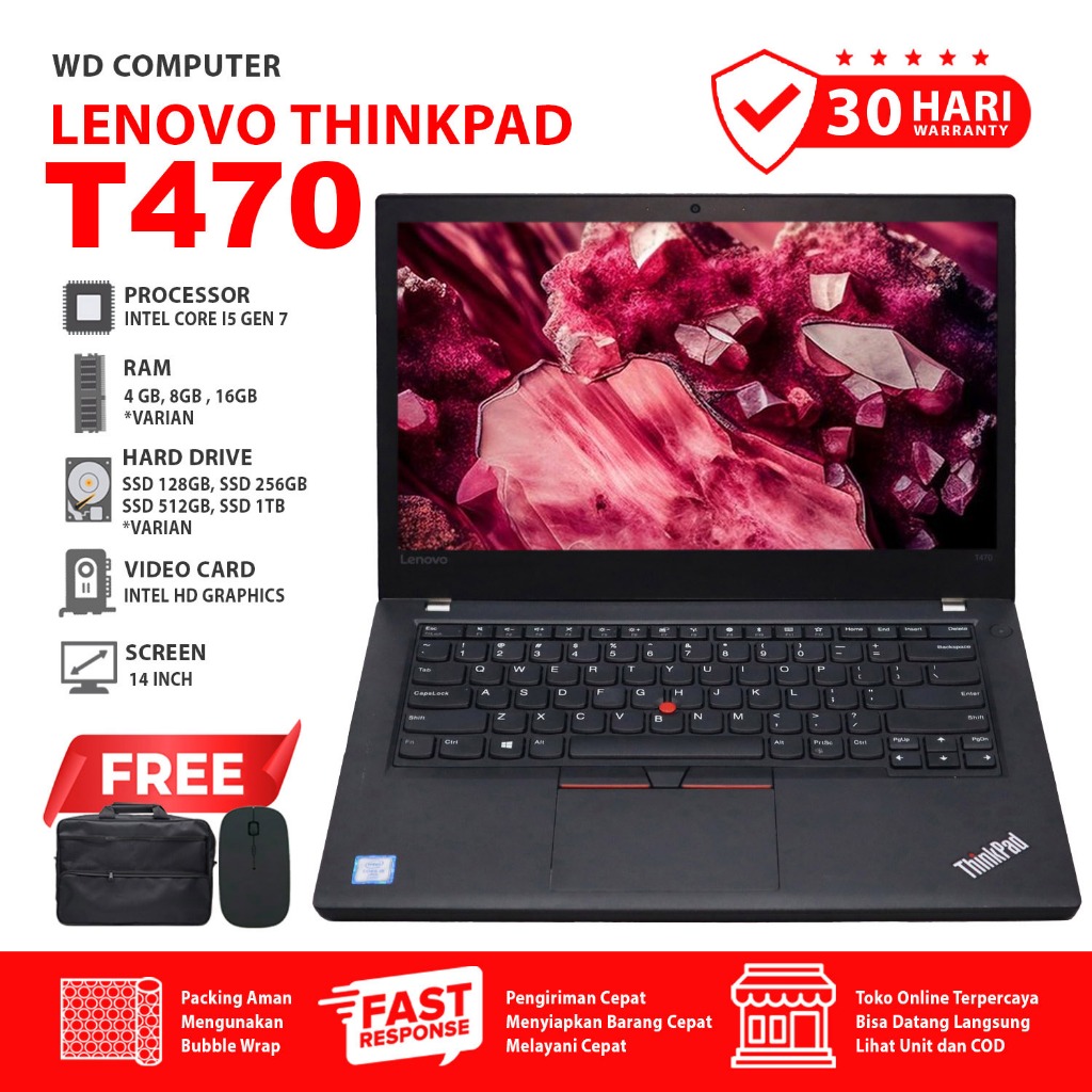 Jual Laptop Lenovo Thinkpad T470 Intel Core i5 Gen 7 Layar 14inch Bonus ...
