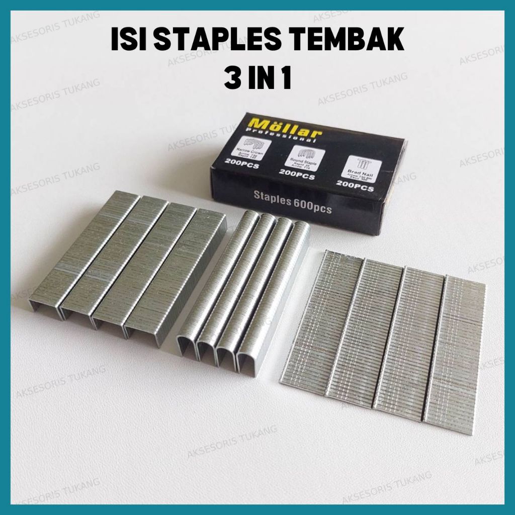 Jual Isi Staples Tembak 3 in 1 3way Refill Paku Hekter Stapler Gun ...