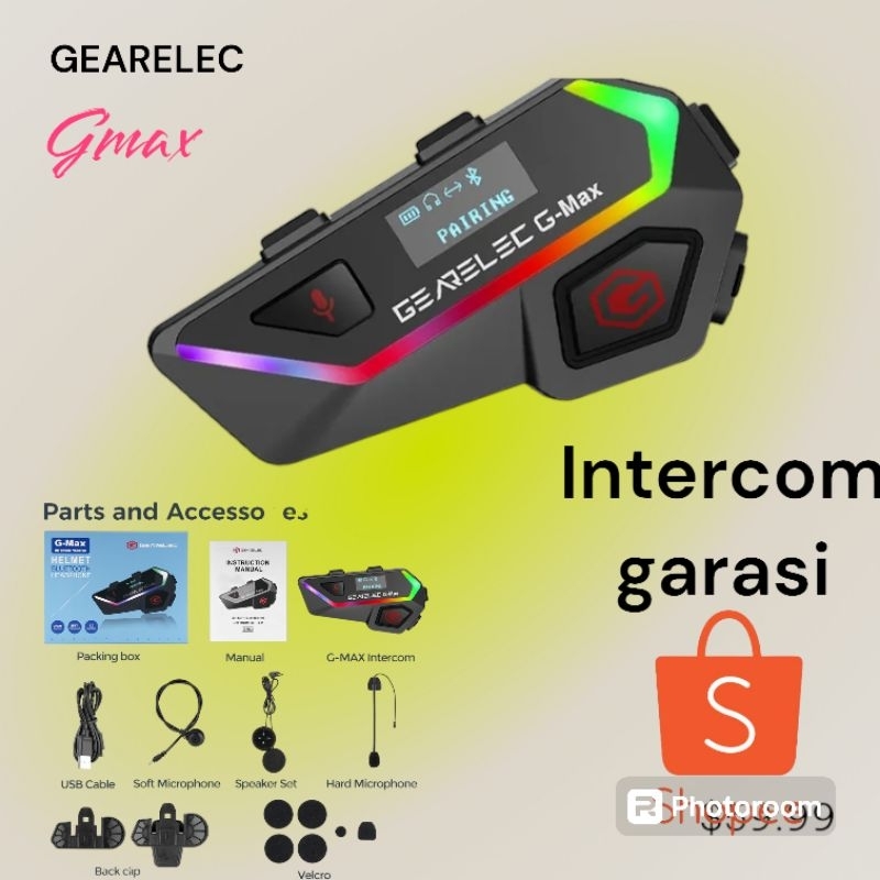 Jual Gearelec G-Max gMax intercom helm 6 rider tahan air dengan lampu RGB | Shopee Indonesia