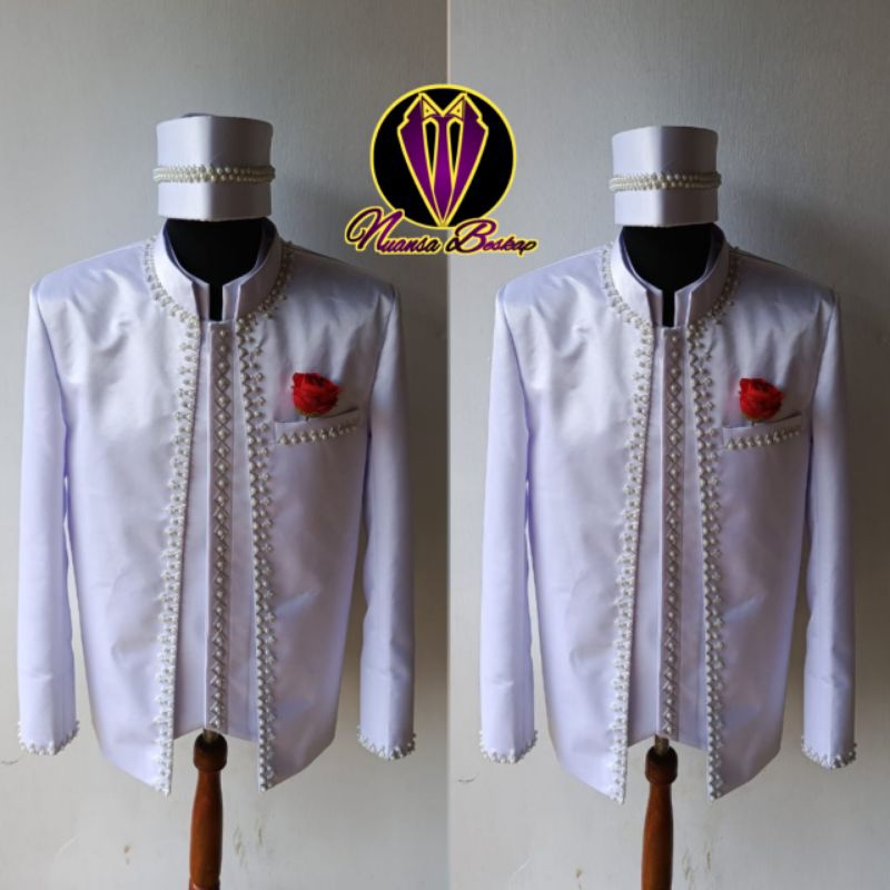 Jual Beskap pengantin/basofi akad nikah pria model tabur mutiara,batang ...