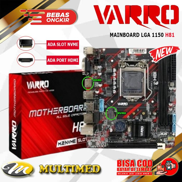 Jual Motherboard Mainboard H81 DDR3 NVME Soket LGA 1150 Varro | Shopee Indonesia