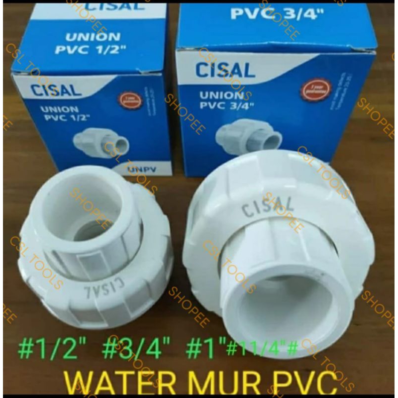 Jual Watermur PVC CISAL 3/4" inch / Watermur Pompa Plastik Putih Polos Union Fitting CISAL ...