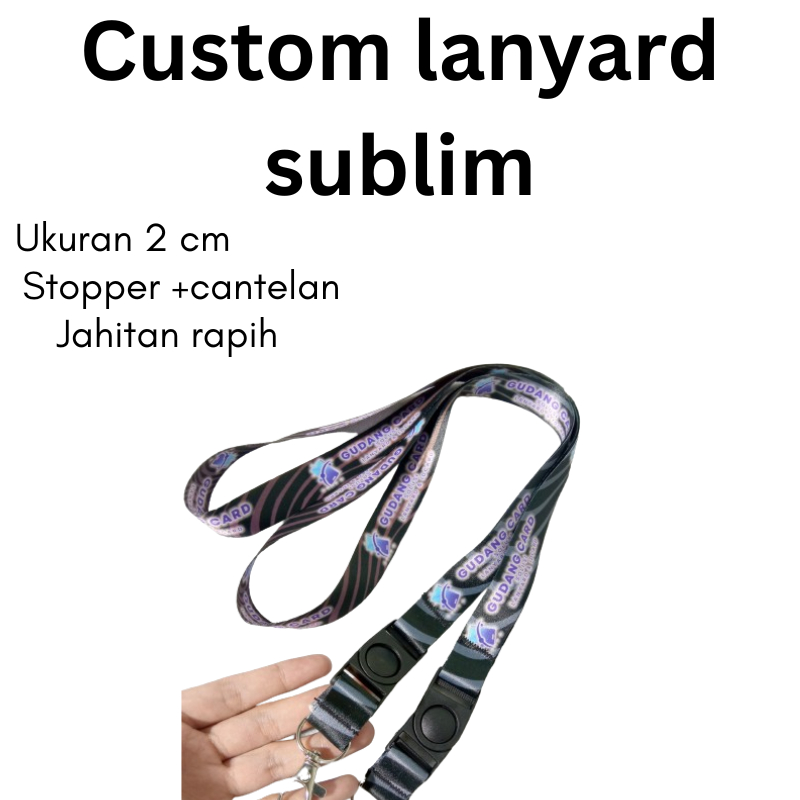 Jual custom lanyard sublim 2cm cetak tali id card full color 2sisi ...