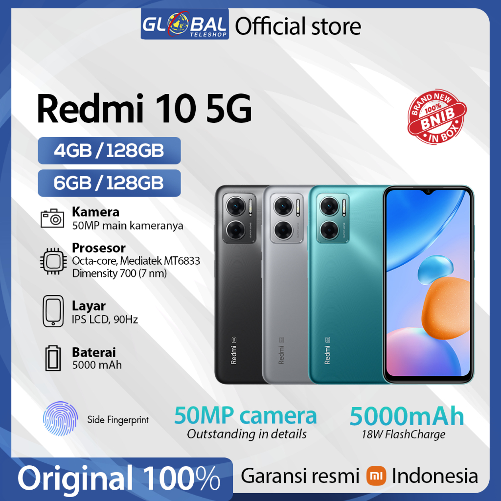 Jual Xiaomi Redmi 10 5G Smartphone 6/128GB Garansi Resmi | Shopee Indonesia