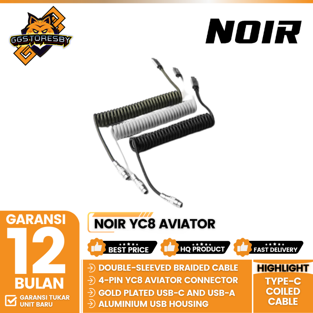 Jual Noir Yc8 Aviator Type-C Coiled Cable | Shopee Indonesia