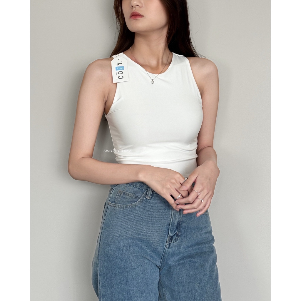 Jual SIVALI Halter Crop Tanktop - Basic Inner Tanktop High Neck Jersey ...