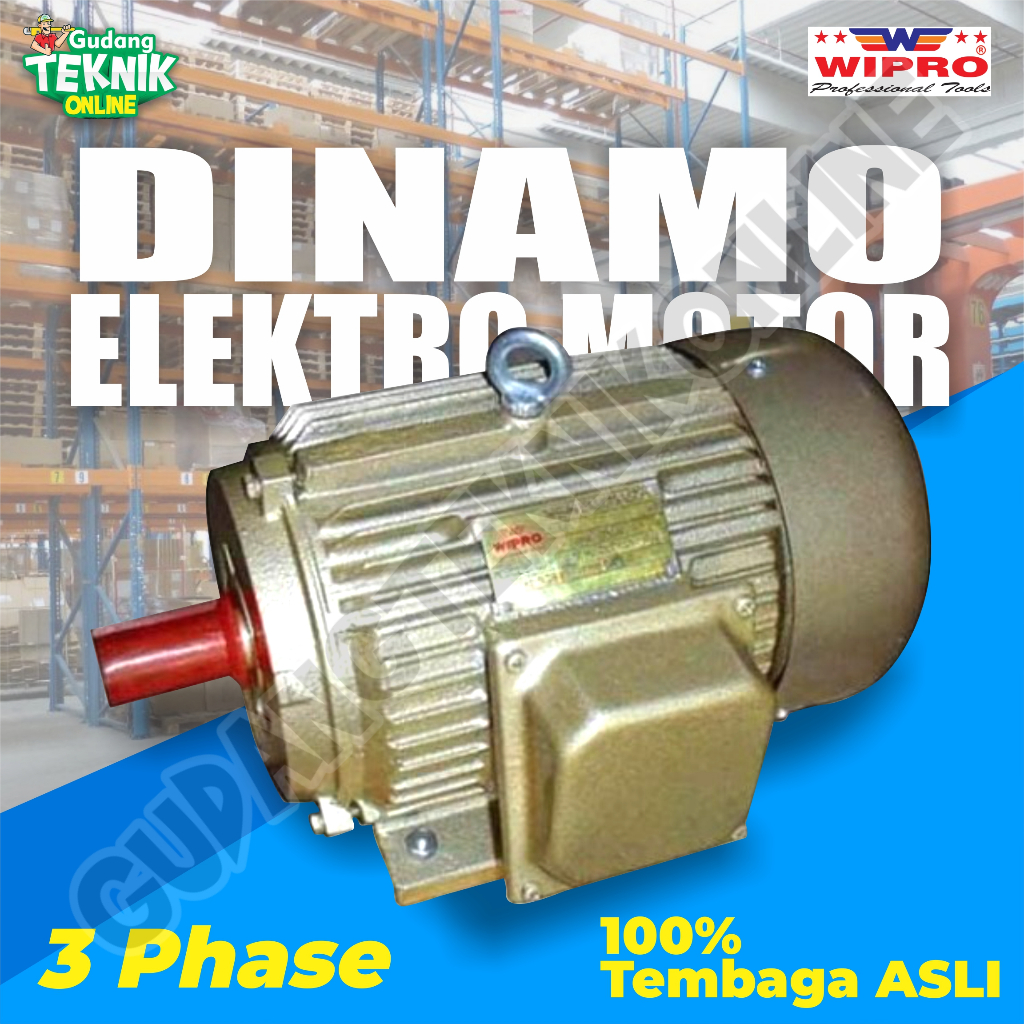 Jual Dinamo Motor Penggerak 1HP 2P 3Ph 1450Rpm WIPRO - Dinamo Elektro Motor WIPRO 1 Hp 4P 3 ...
