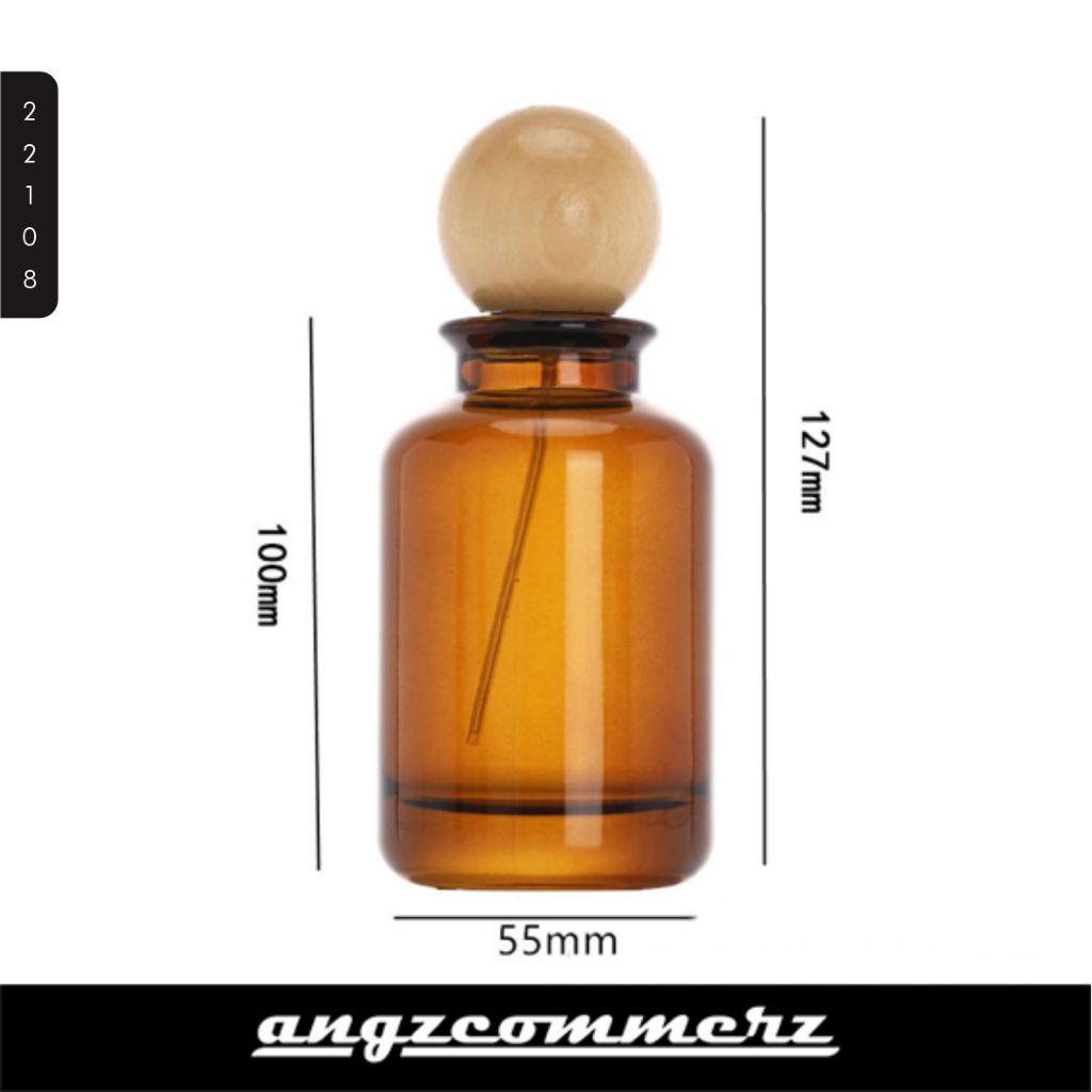 Jual Botol Parfum Kaca Amber Estetik Round Wooden Cap 100 ml BDG ...