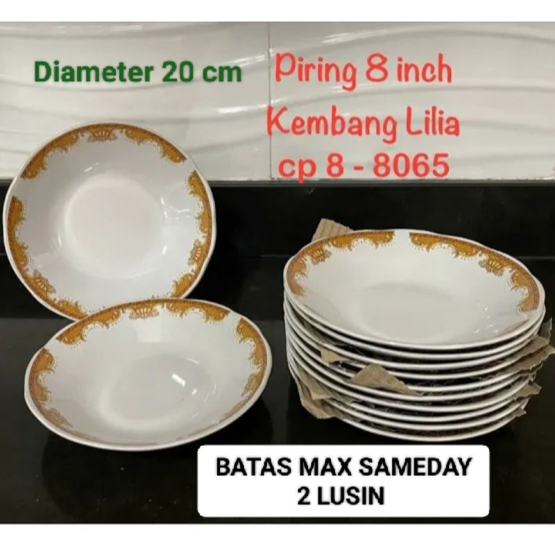 Jual PIRING MAKAN KERAMIK MAHKOTA 8 INC DIAMETER 20 CM HARGA SATU LUSIN ...