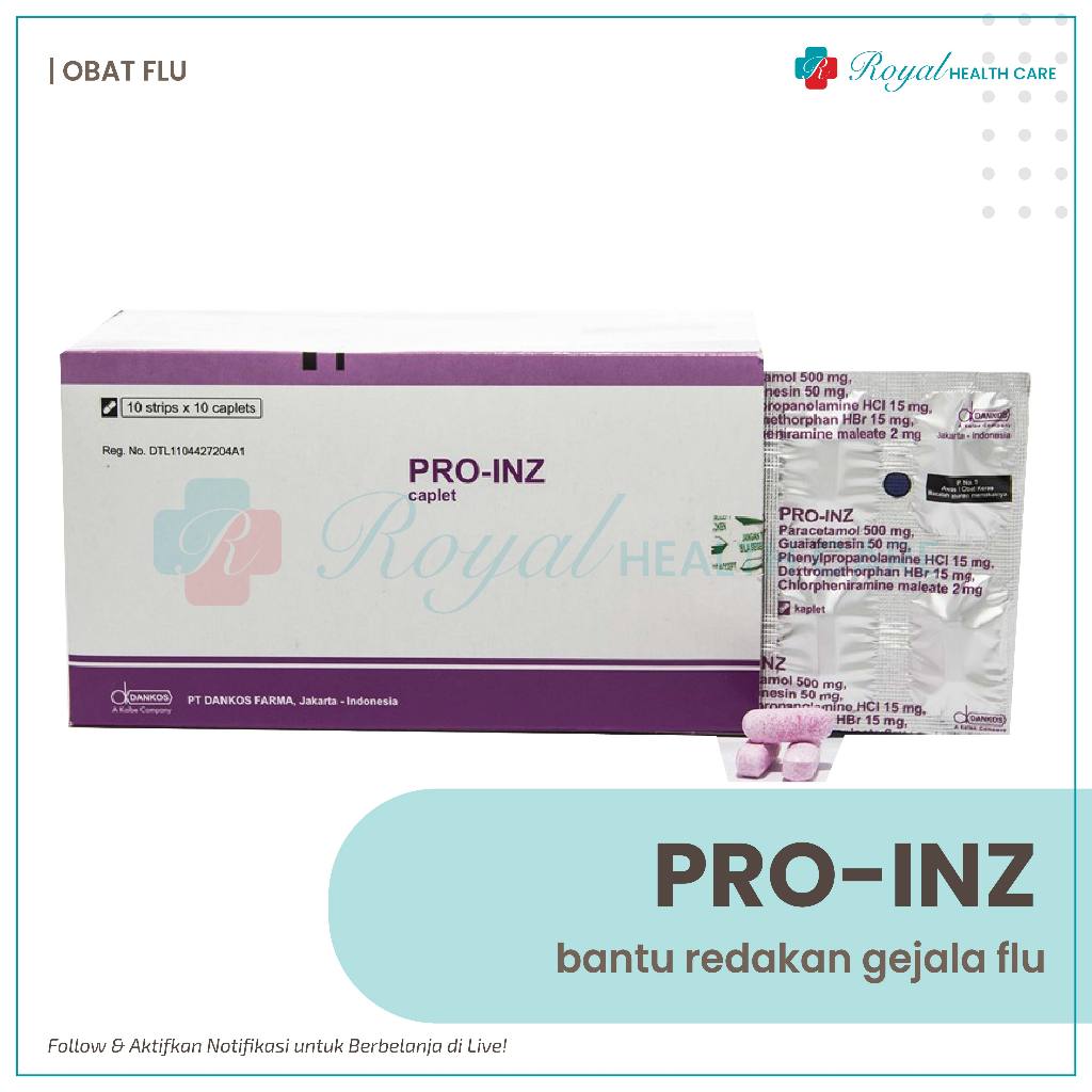 Jual PRO-INZ BOX ISI 100 Kaplet Meringankan Flu, Batuk Disertai Demam ...
