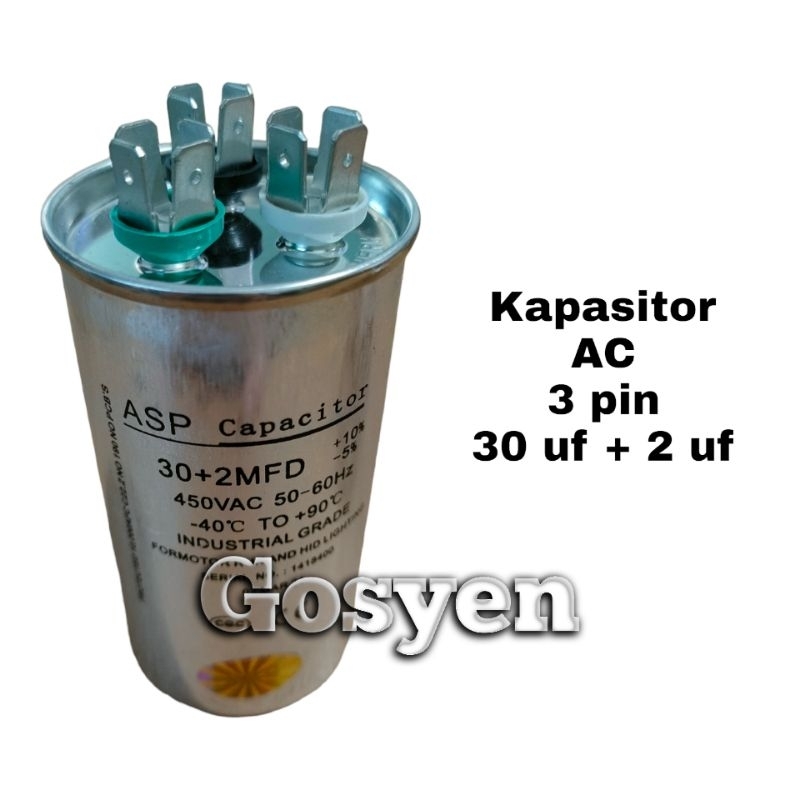 Jual Kapasitor AC 3 pin ( 15 + 2 UF - 45 + 2 UF ) | Shopee Indonesia