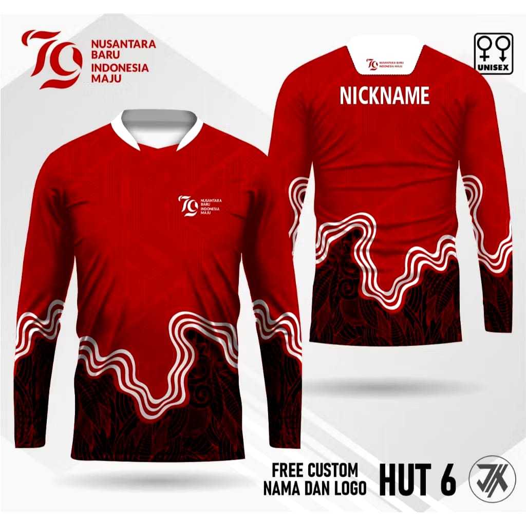 Jual Jersey hut ri ke 79 lengan panjang baju kemerdekaan indonesia 2024 kaos dirgahayu indonesia ...