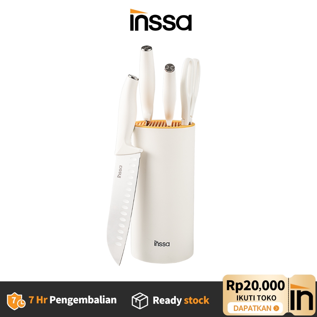 Jual Set Pisau INSSA Stainless Steel dengan Tempat Pisau - 5 Bagian ...