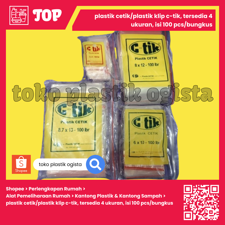 Jual plastik cetik/plastik klip c-tik, tersedia 4 ukuran, isi 100 pcs ...