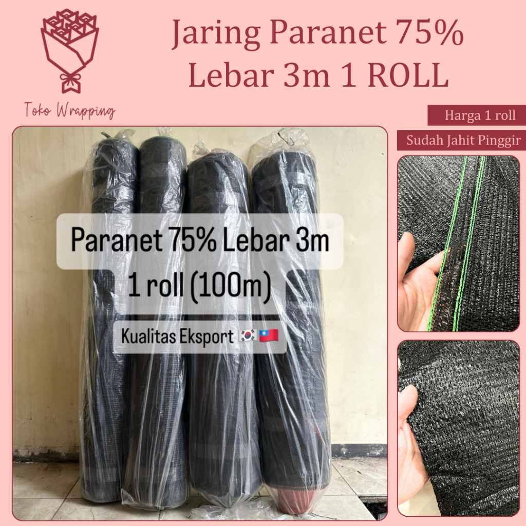 Jual Jaring Paranet 75% (1 ROLL) Lebar 3 meter untuk Peneduh / Rajut ...