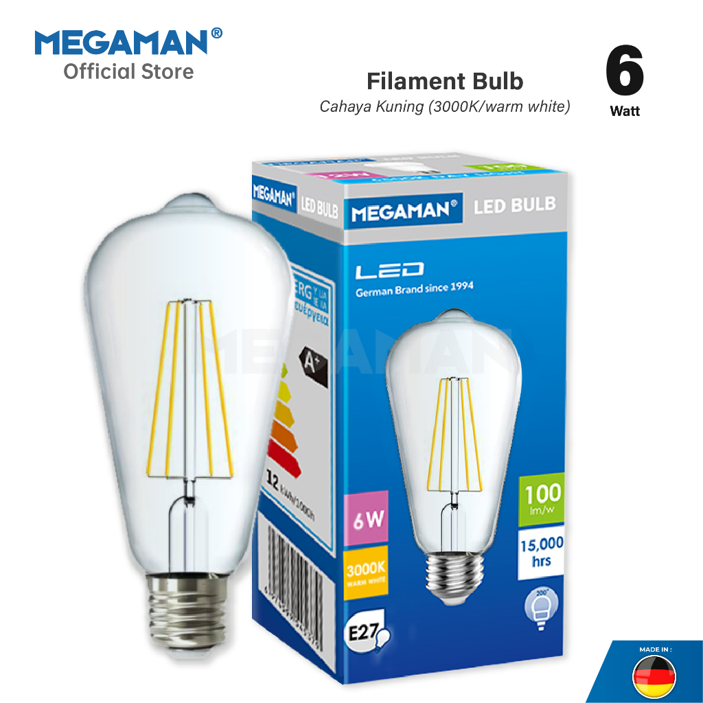 Jual Lampu Filament Megaman YTFST64 AM 6Watt 2200K 220-240V | Shopee ...